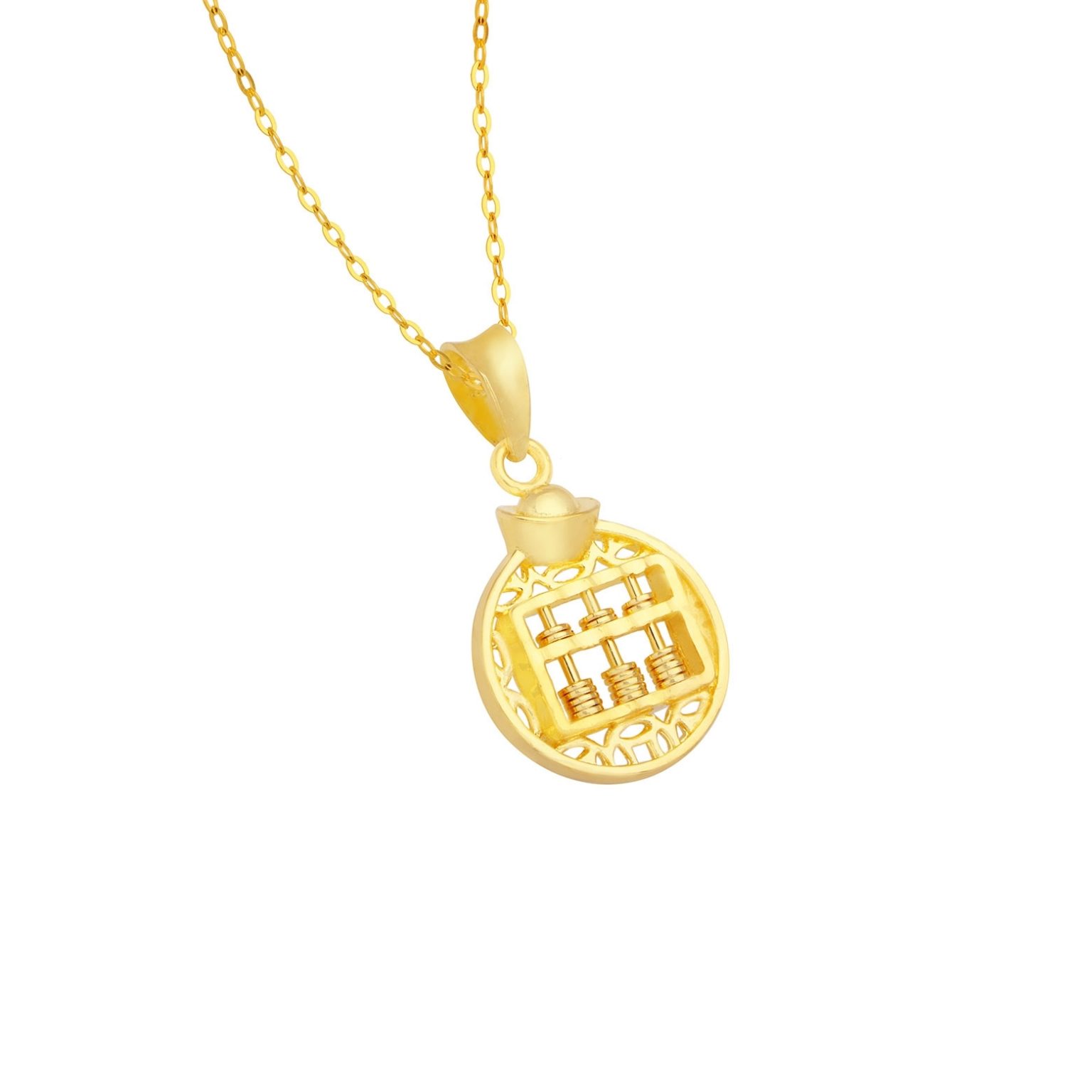 916 Gold Ingot Mini Abacus Round Pendant – Chiang Heng