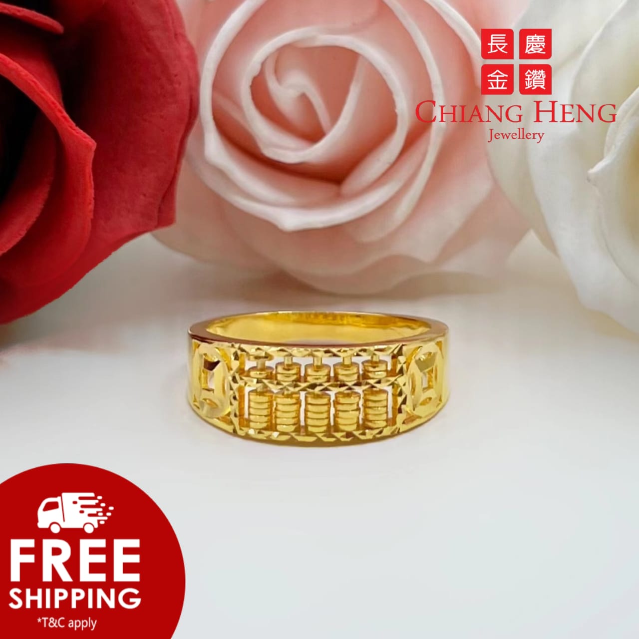 916 Gold Coin Abacus Ring – Chiang Heng