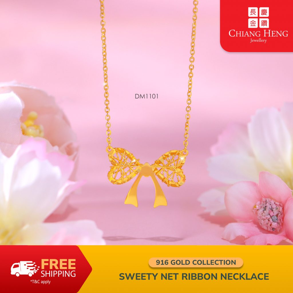 916 Gold Sweety Net Ribbon Necklace-DM1101 – Chiang Heng