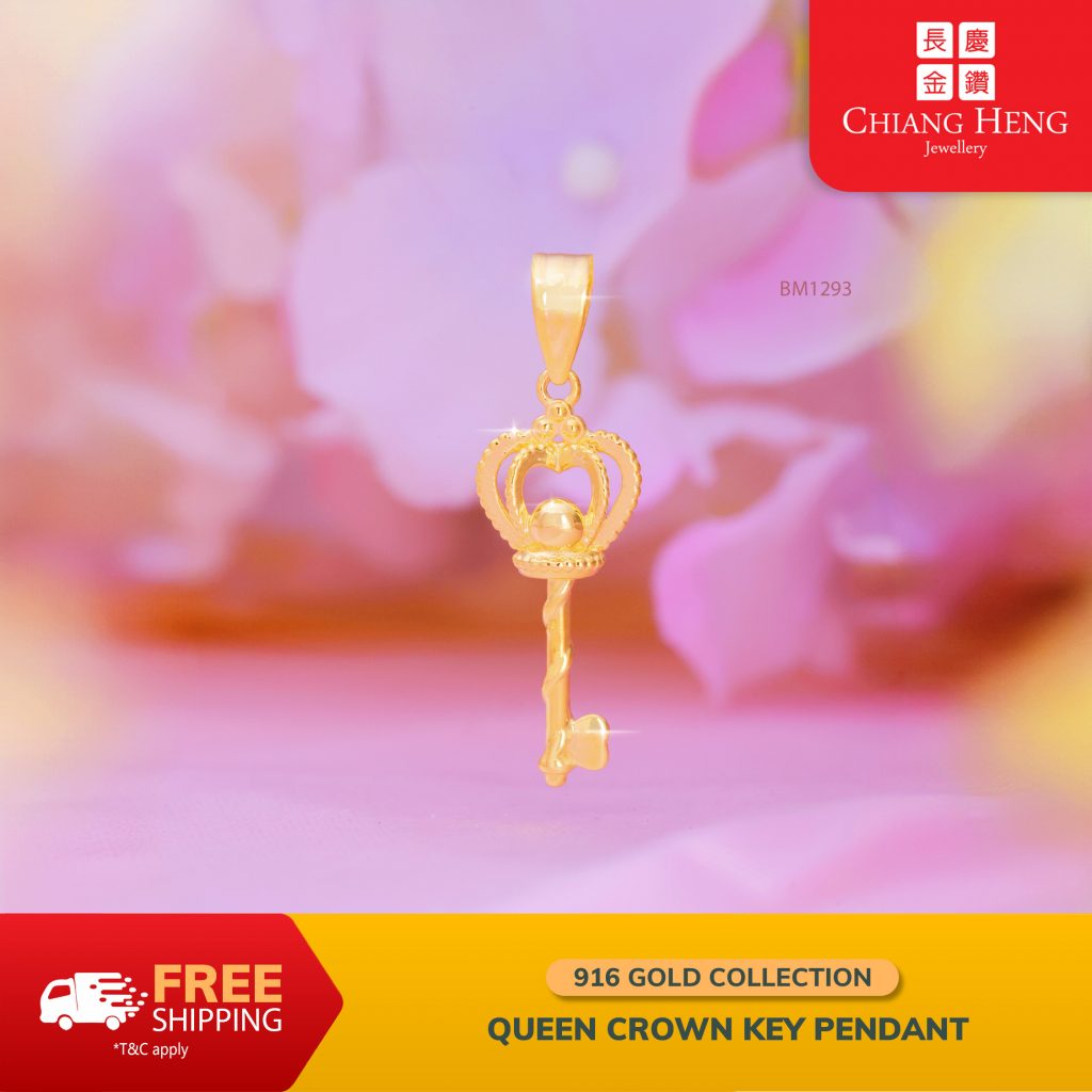 916 Gold Queen Crown Key Pendant – Chiang Heng
