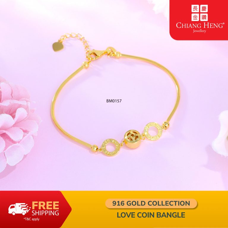 916 Gold Love Coin Bangle – BM0157 – Chiang Heng