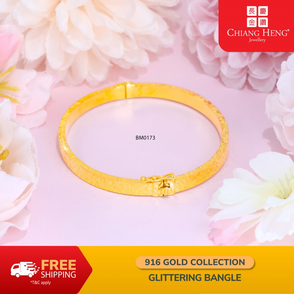 916 Gold Glittering Bangle – Chiang Heng