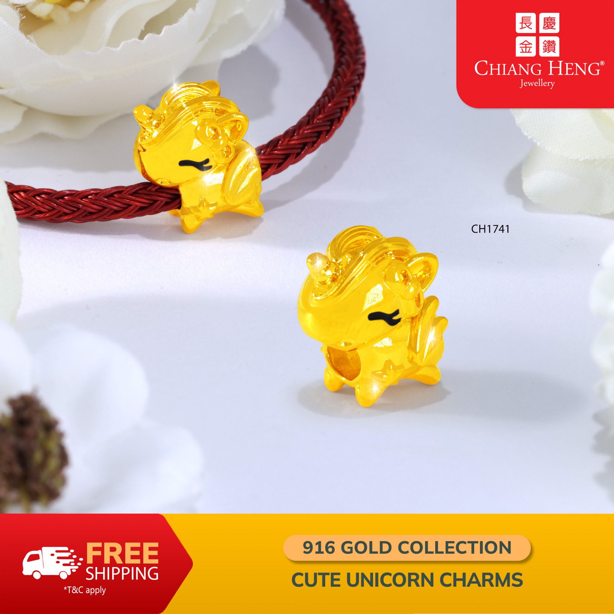 916 Gold Cute Unicorn Charms – Chiang Heng