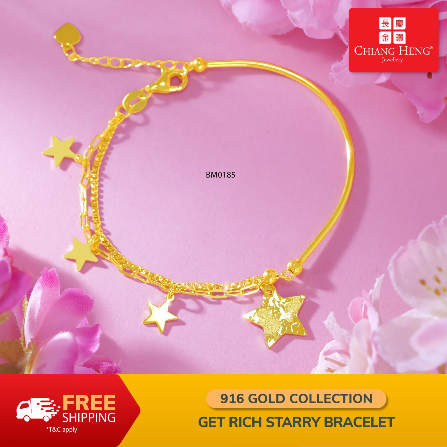 916 Gold Get Rich Starry Bangle – Chiang Heng