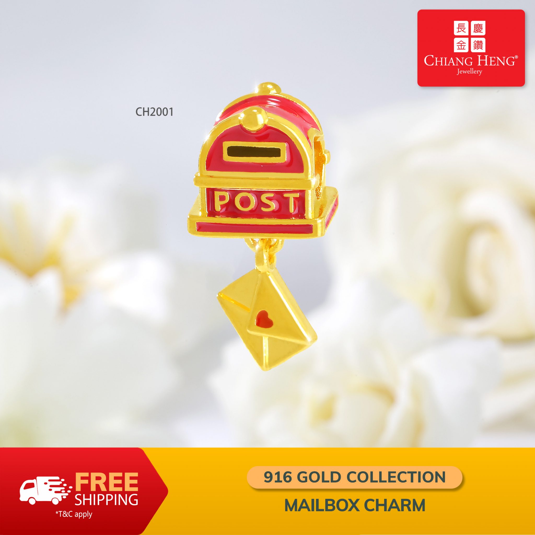 916 Gold Mailbox Charms – Chiang Heng